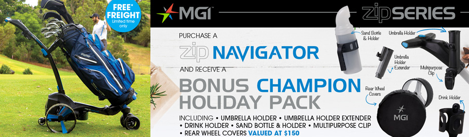 MGI ZIP Navigator Remote Electric Golf Push Cart at InTheHoleGolf.com